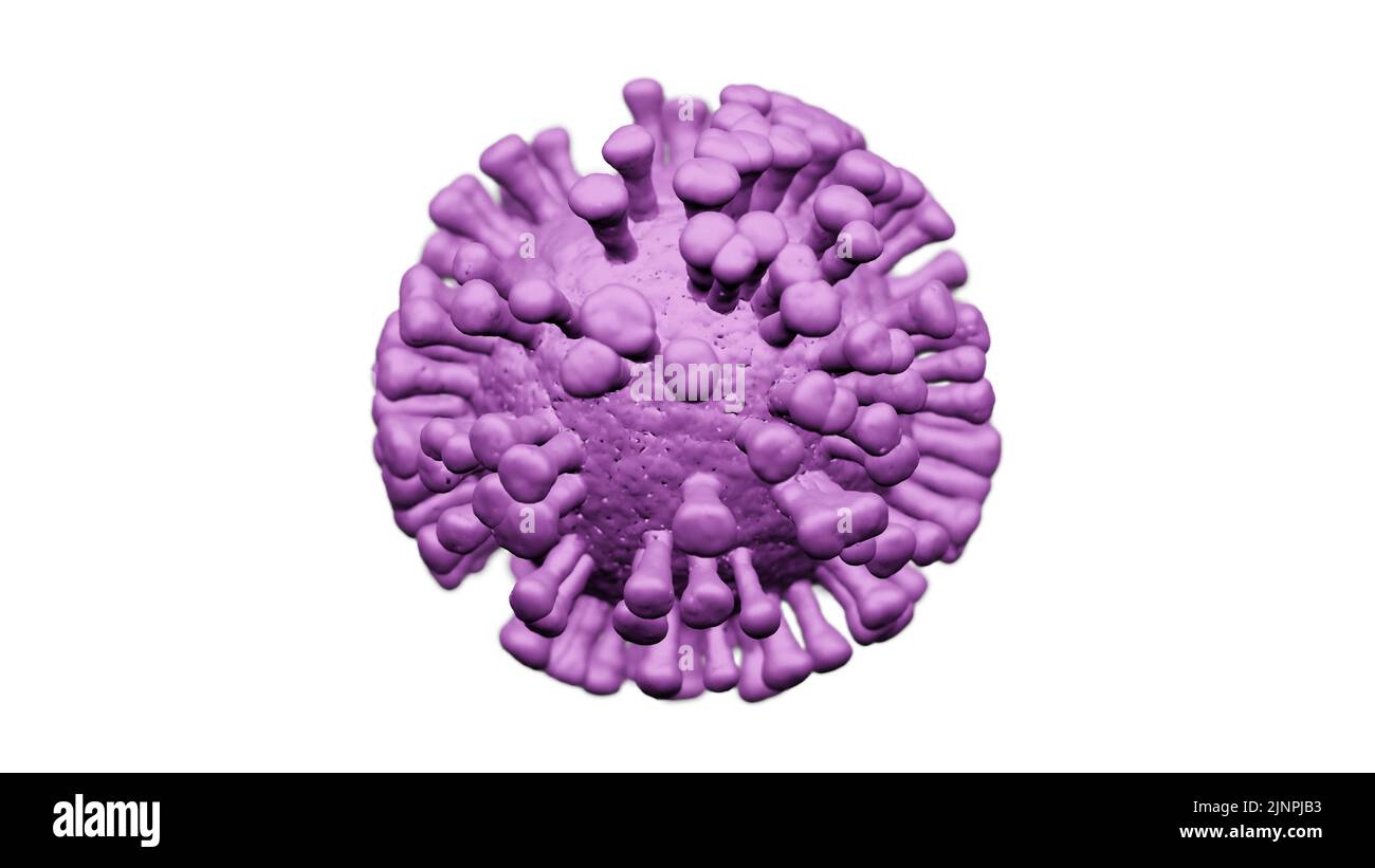Illustration of a single purple virus cell isolated on white background ...