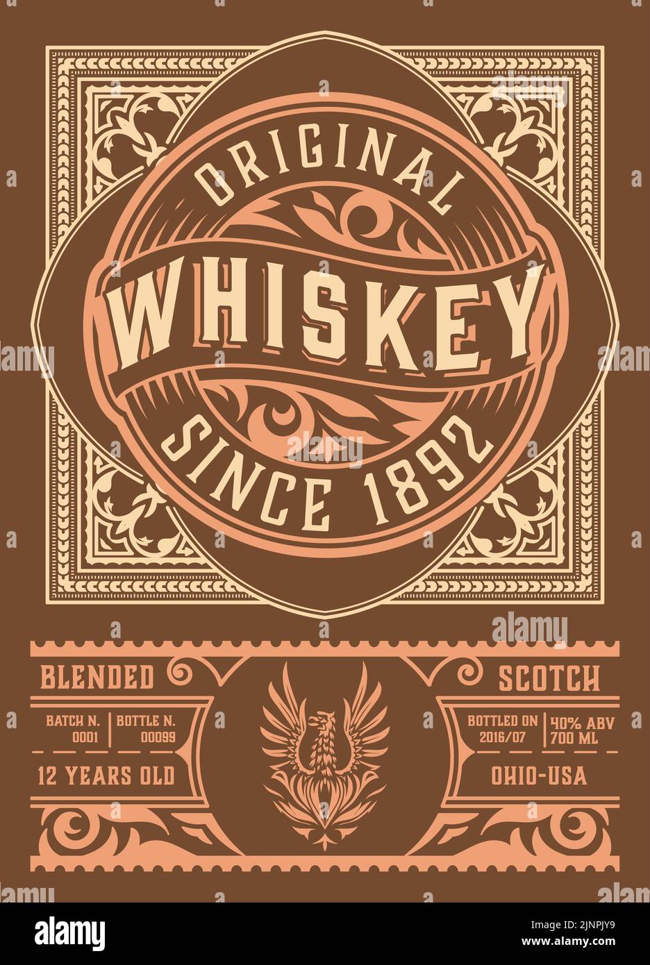 Whiskey label with old frames Stock Vector Image & Art - Alamy