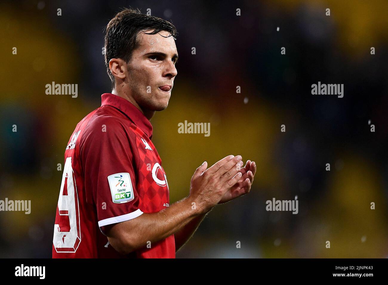 Parma, Italy. 12 August 2022. Alessandro Mallamo of SSC Bari gestures ...