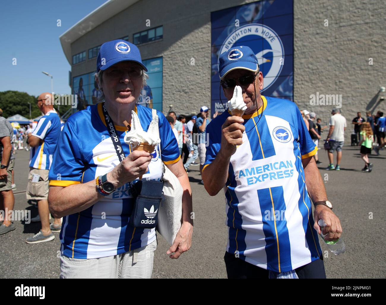 Brighton and Hove Albion fans with ice creams before the Premier League ...