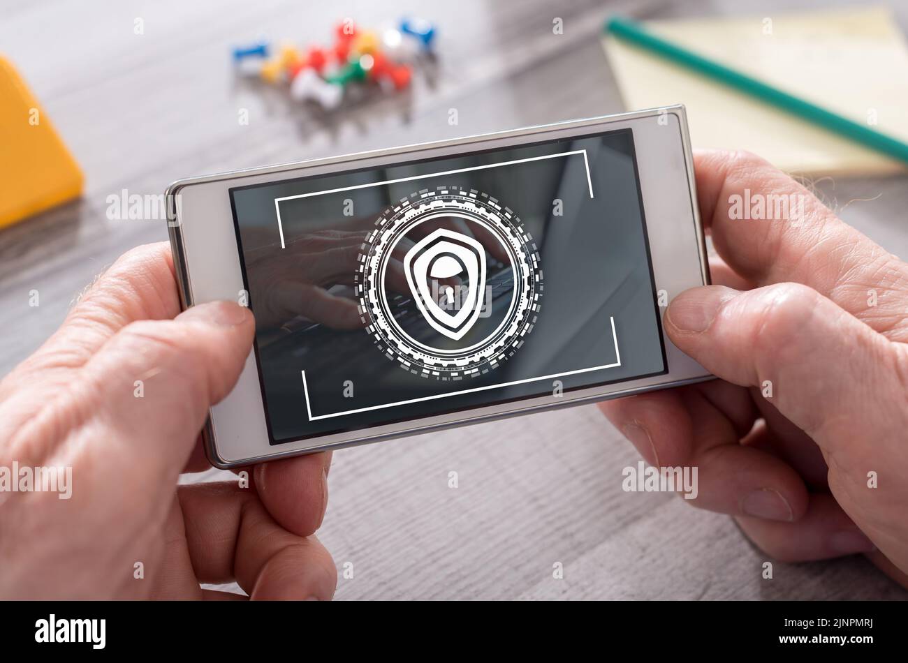 Cybersecurity concept on mobile phone Stock Photo - Alamy