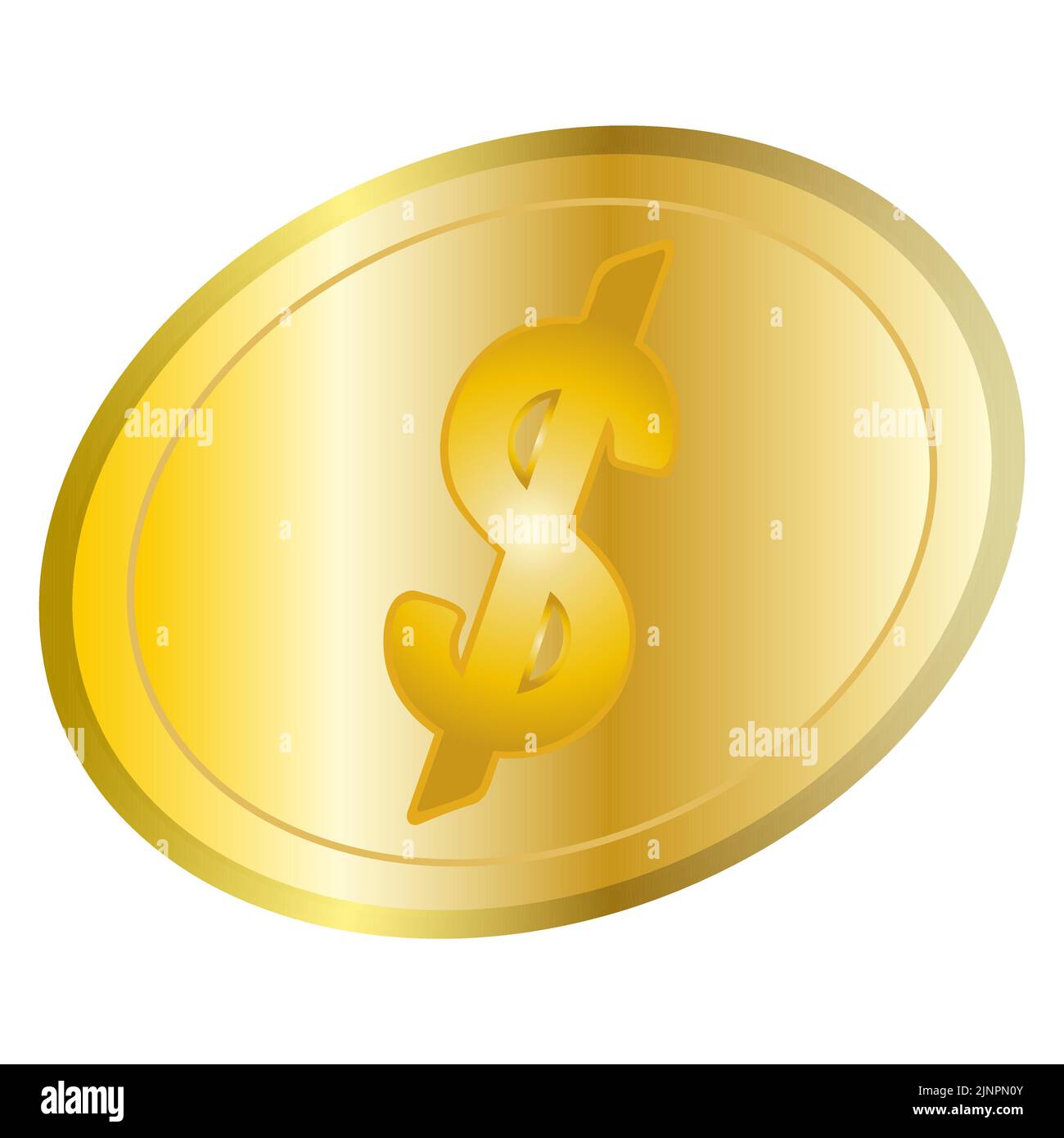 US dollar symbol. Coin. Color vector illustration on an isolated white ...