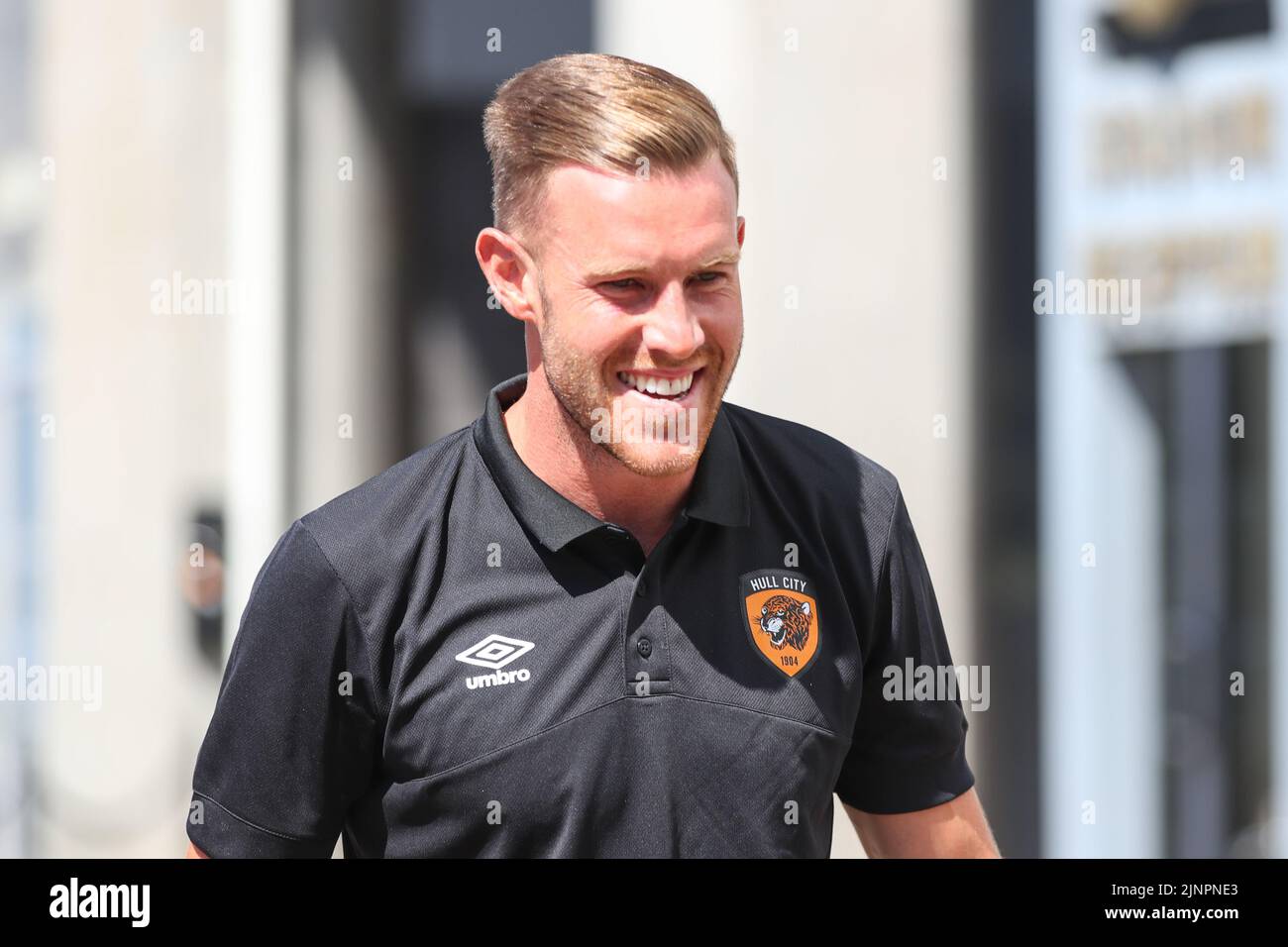 Callum Elder #3 of Hull City arrives at the MKM Stadium for today's ...