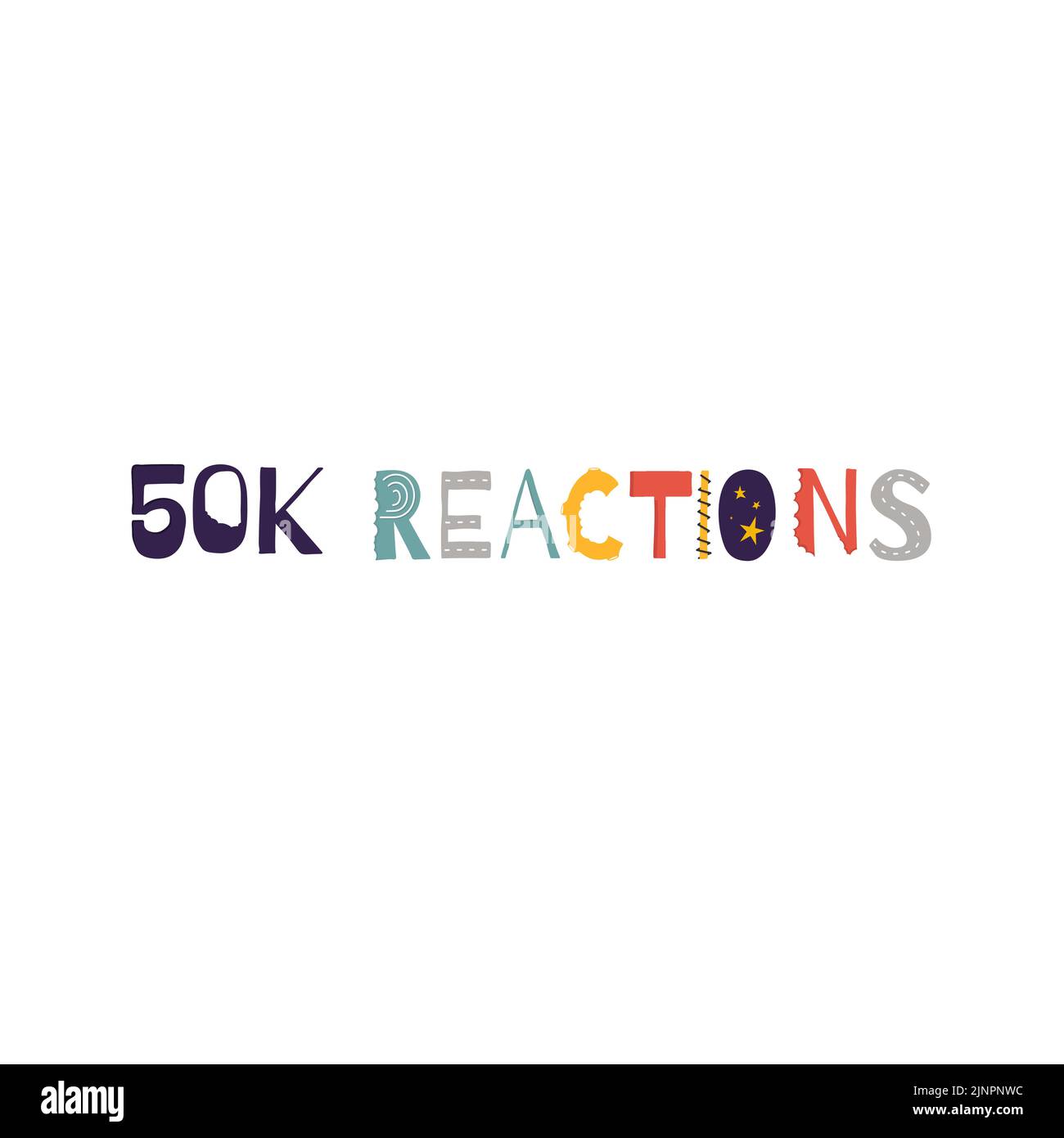 50k reactions vector art illustration celebration sign label with ...