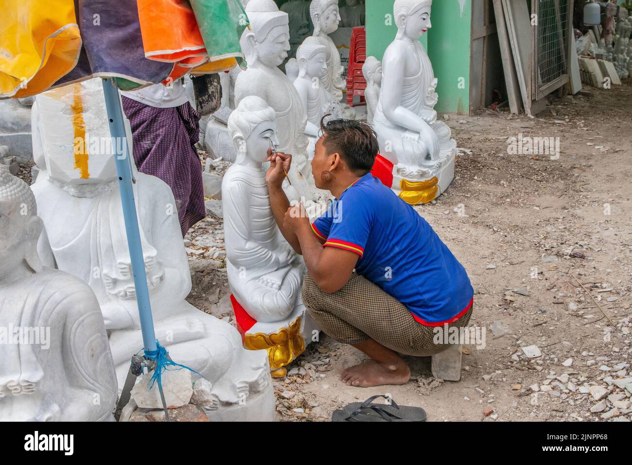 Stonemason working in Mandalay Myanmar Burma Southeast Asia Stock Photo ...