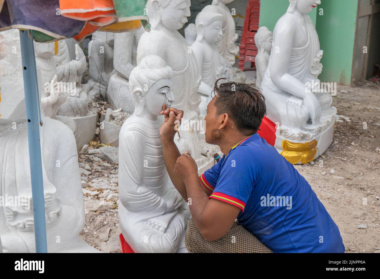 Stonemason working in Mandalay Myanmar Burma Southeast Asia Stock Photo ...