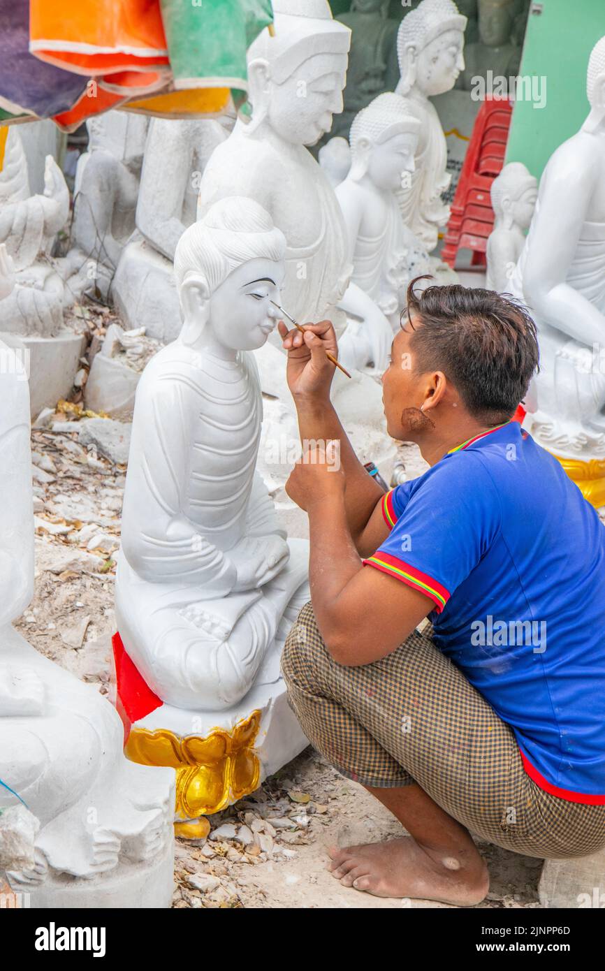 Stonemason working in Mandalay Myanmar Burma Southeast Asia Stock Photo ...