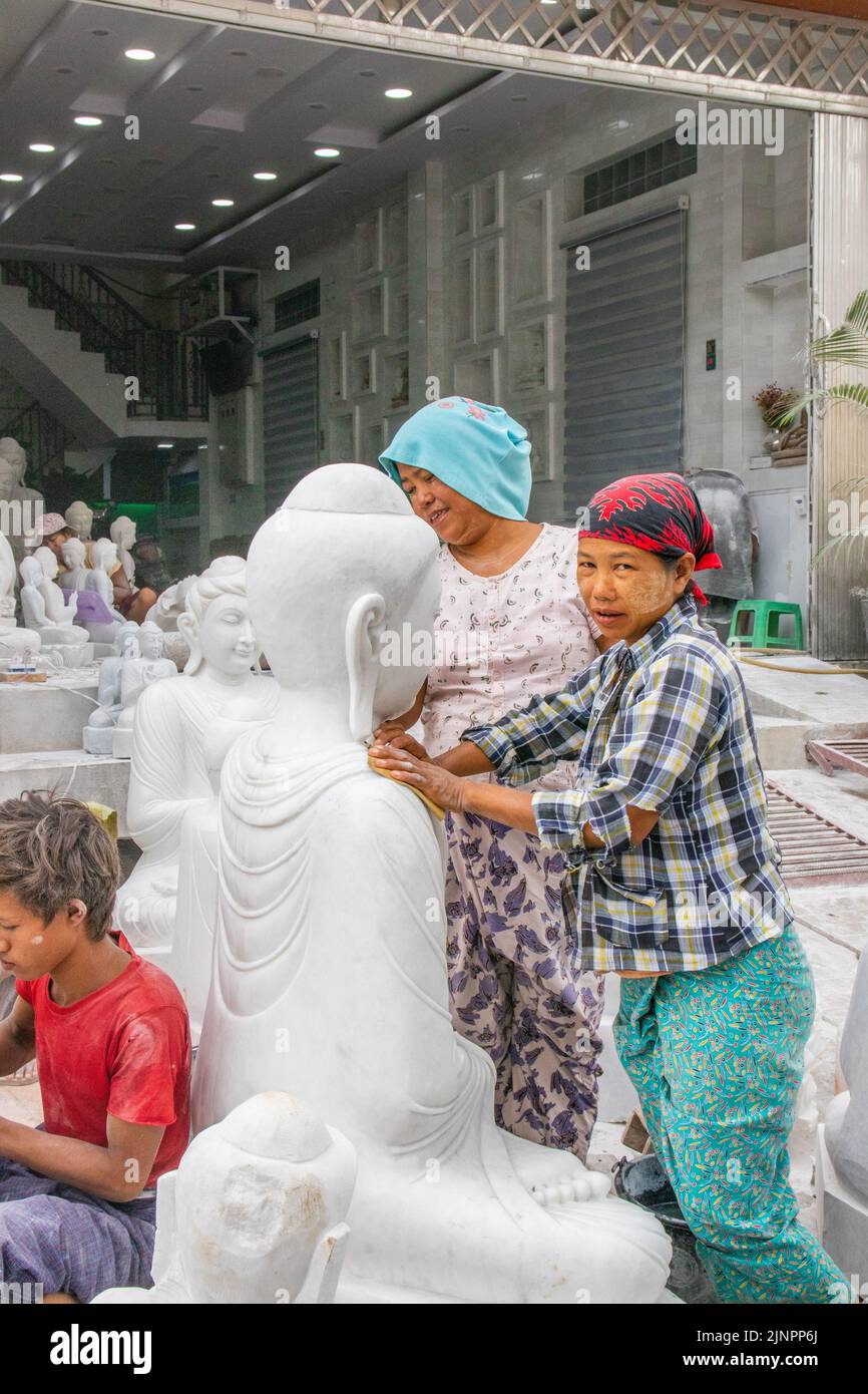 Stonemason working in Mandalay Myanmar Burma Southeast Asia Stock Photo ...