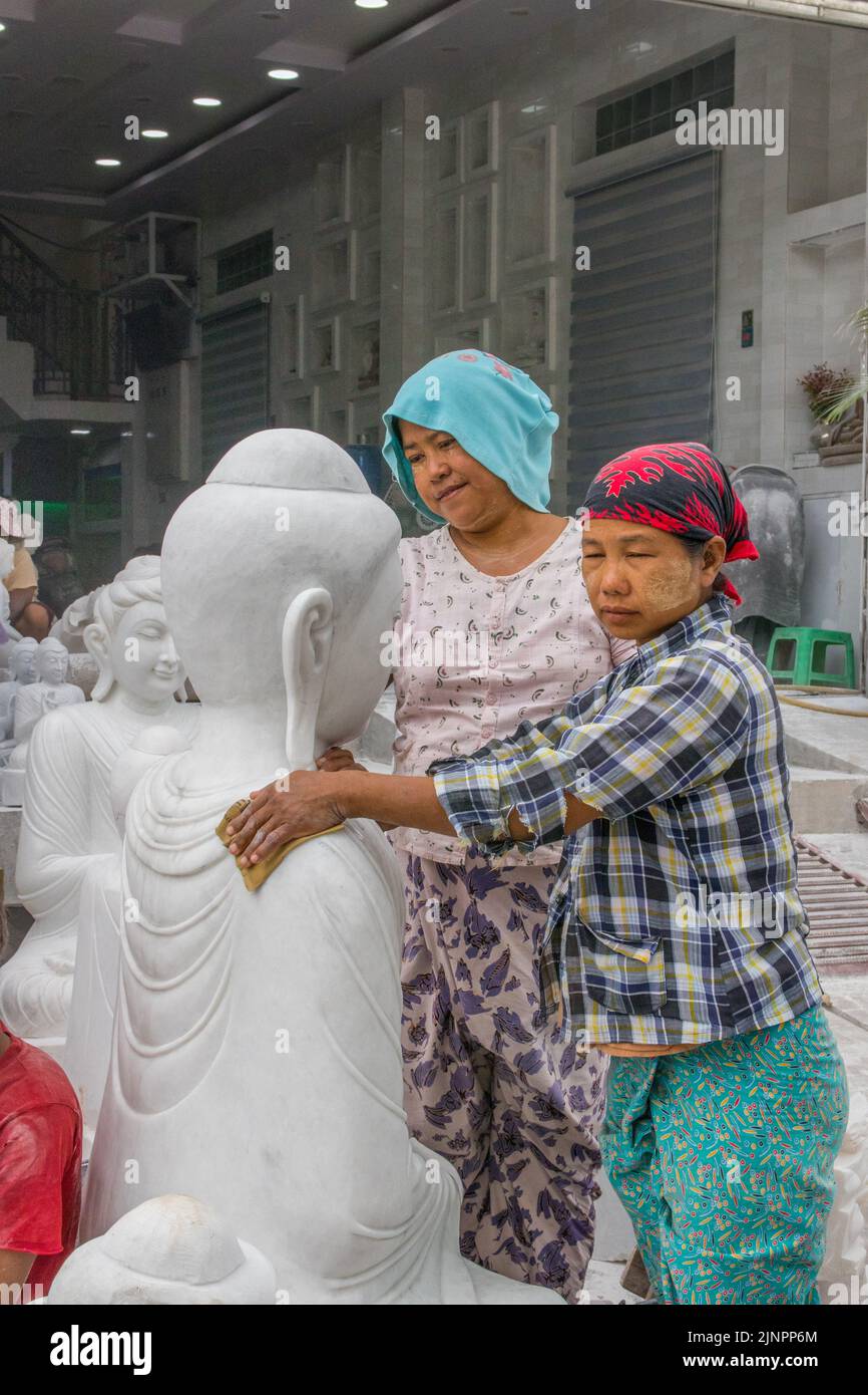 Stonemason working in Mandalay Myanmar Burma Southeast Asia Stock Photo ...