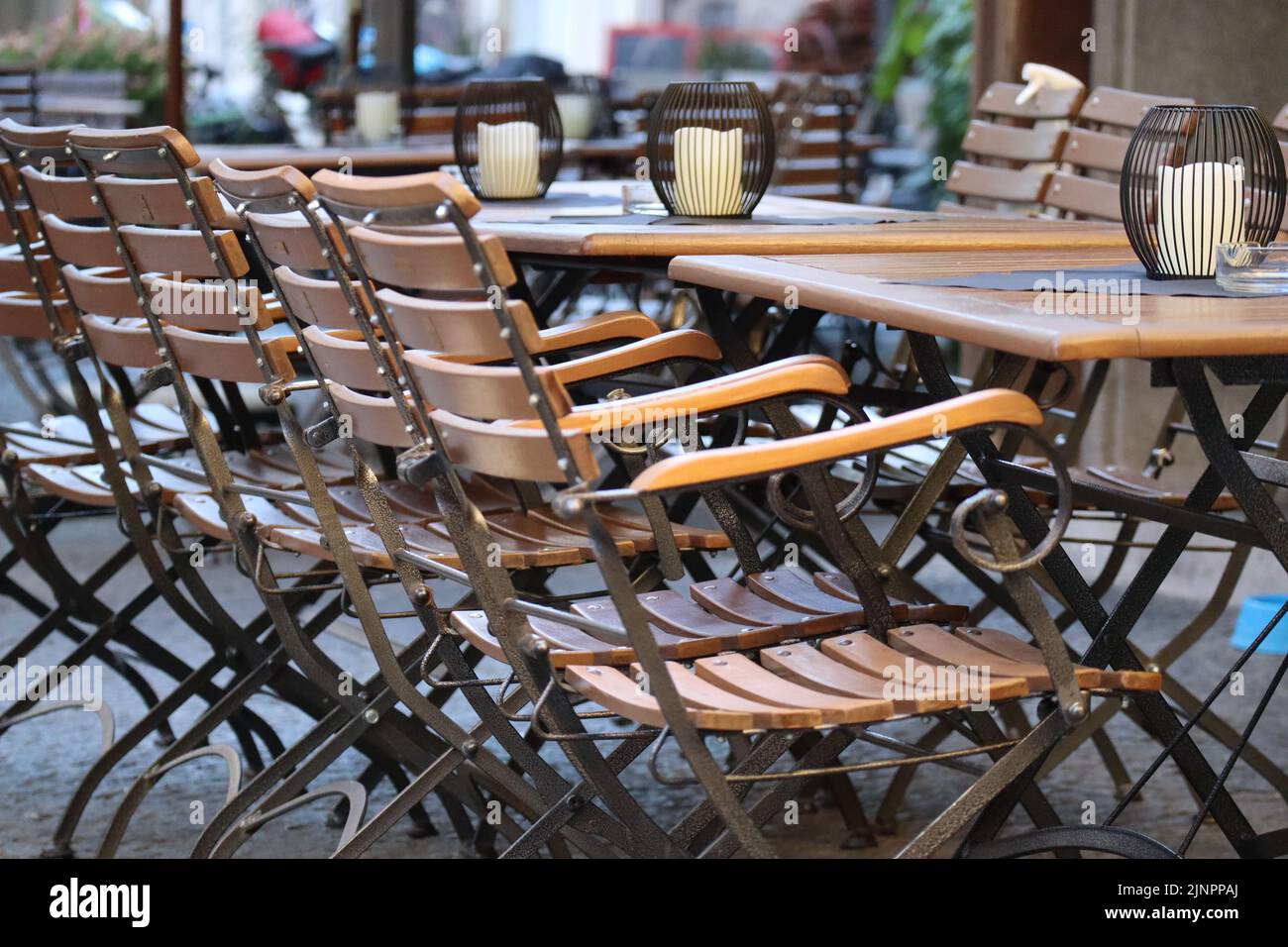 rustic Seating set for the Restaurant sector Stock Photo - Alamy