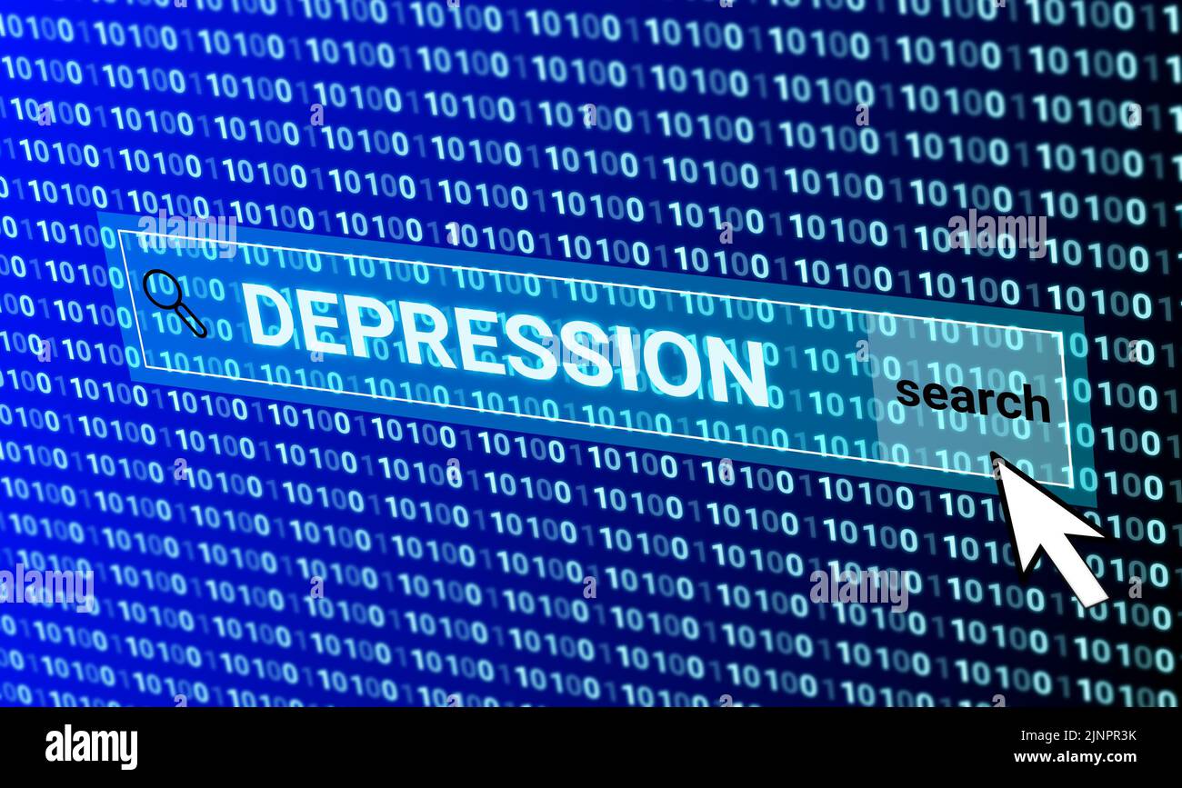 depression search on internet with digital number and click icon ...