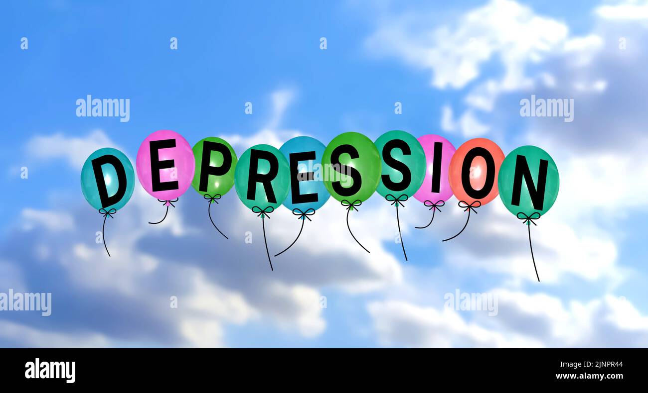 depression Bloons free in blur sky background image. concept for mental ...