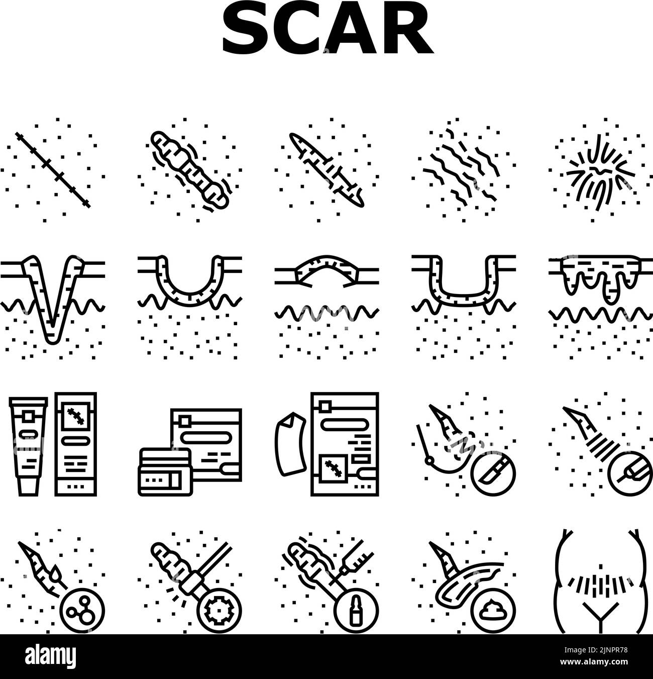 Scar After Trauma Or Surgery Icons Set Vector Stock Vector Image & Art ...