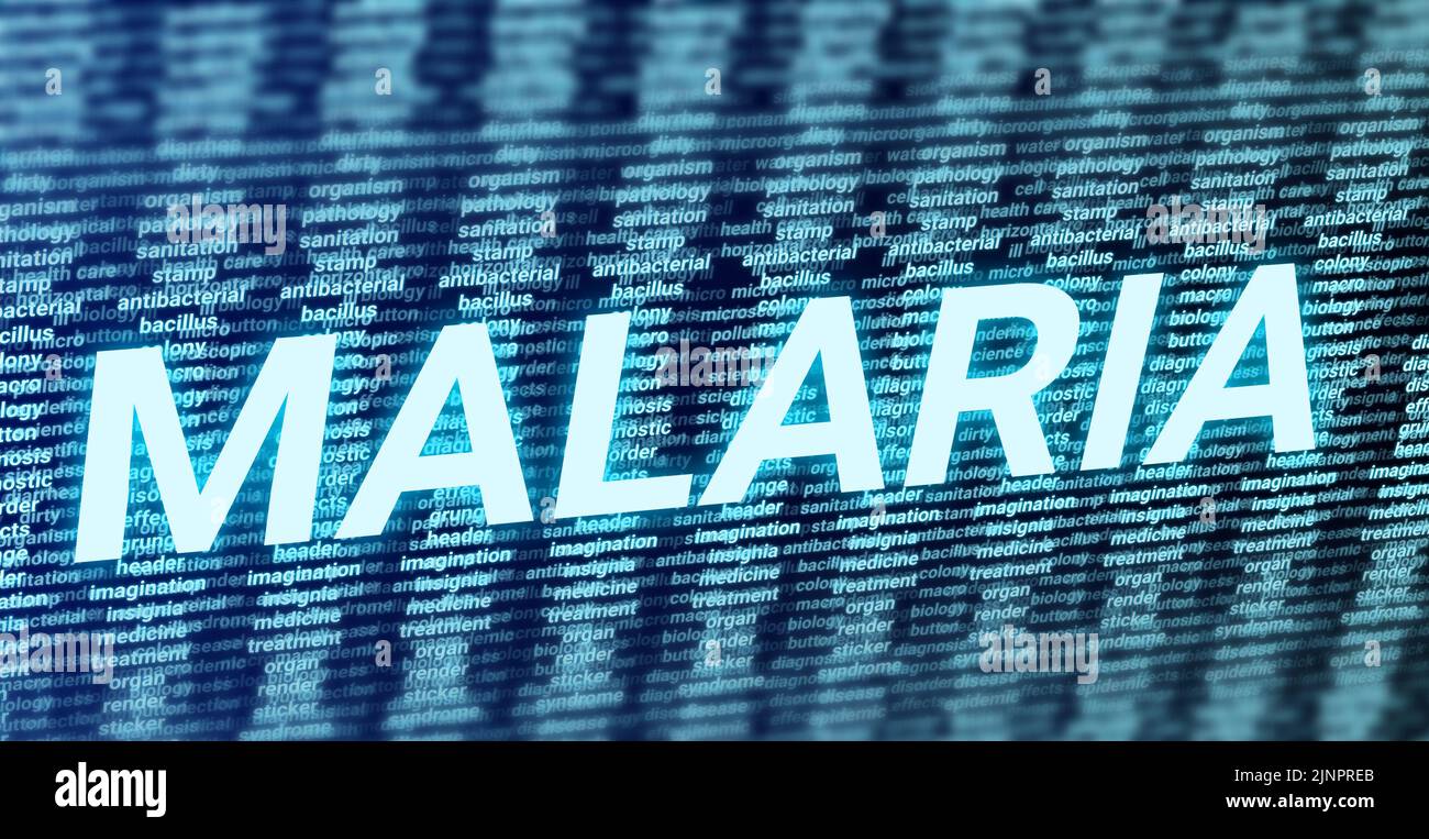 malaria blue bright word on health care related words. health care ...