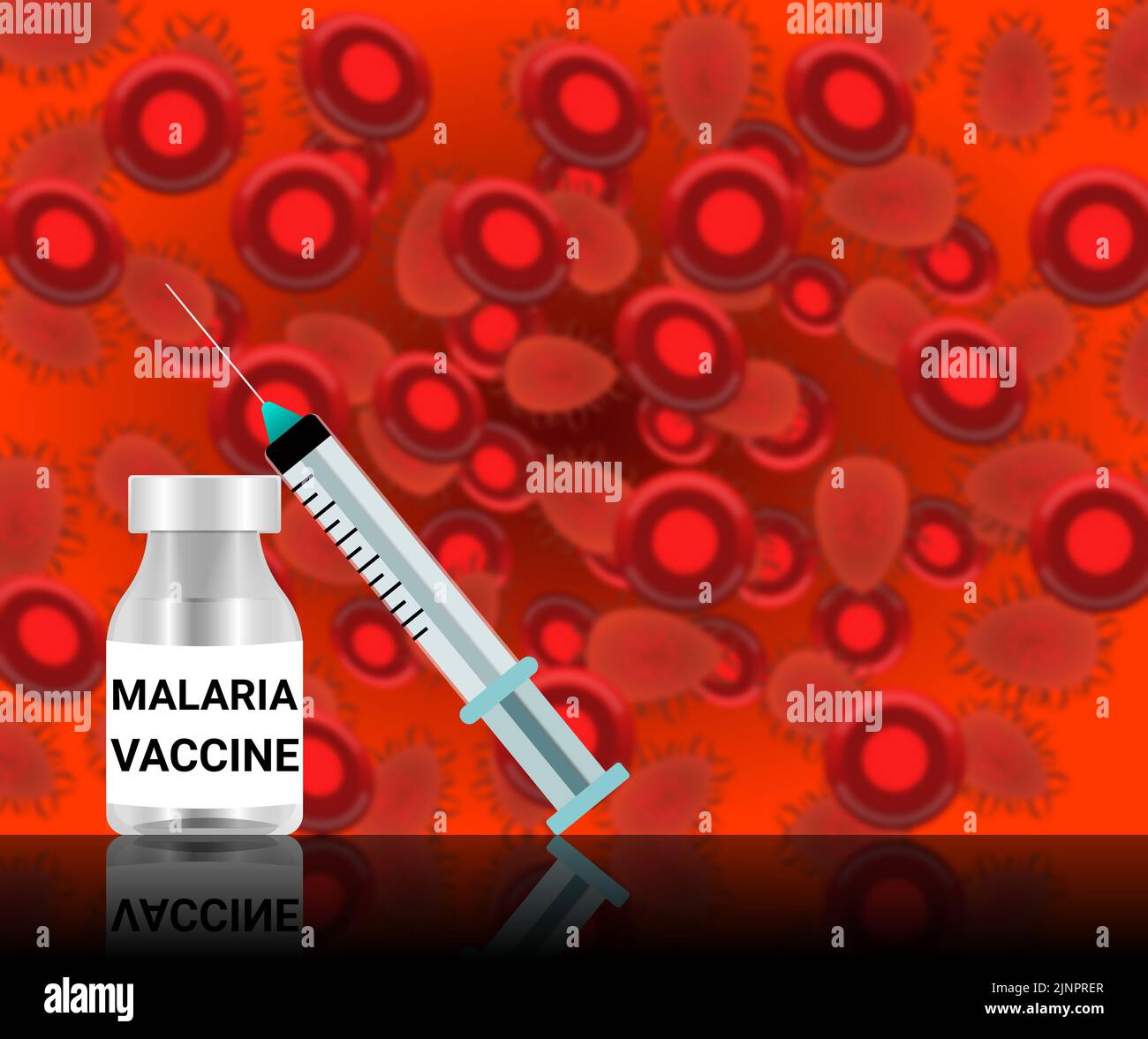 malaria virus vaccine on blur background and surface reflection ...