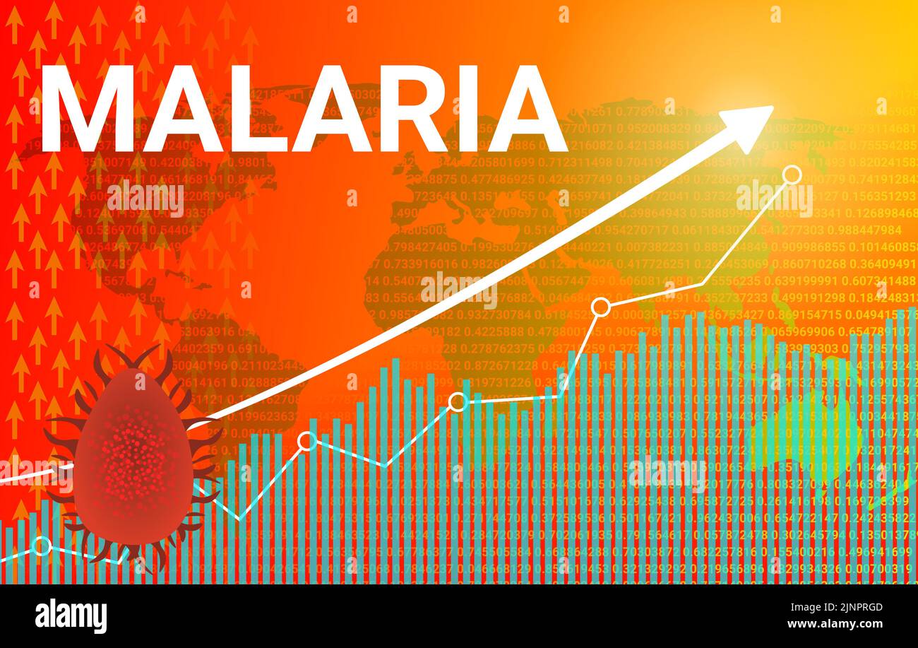 daily increasing malaria case background with graphs, numbers and world ...