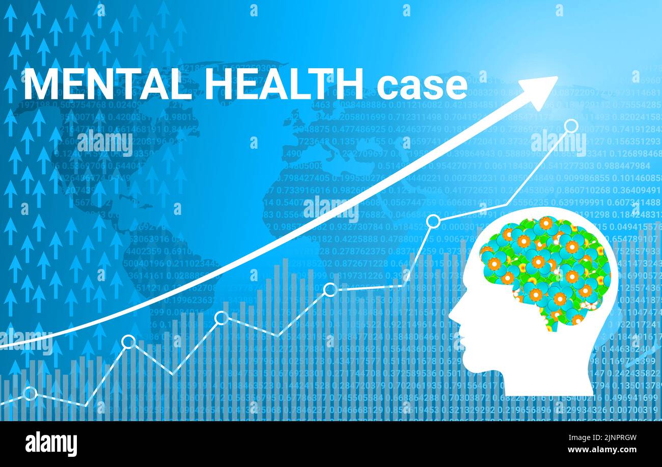 daily increasing mental health case background with graphs, numbers and ...