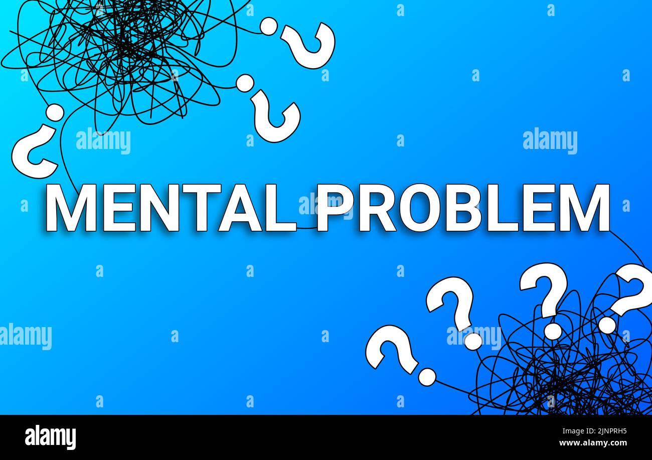 mental problem world on yellow gradient colour with question icon and ...