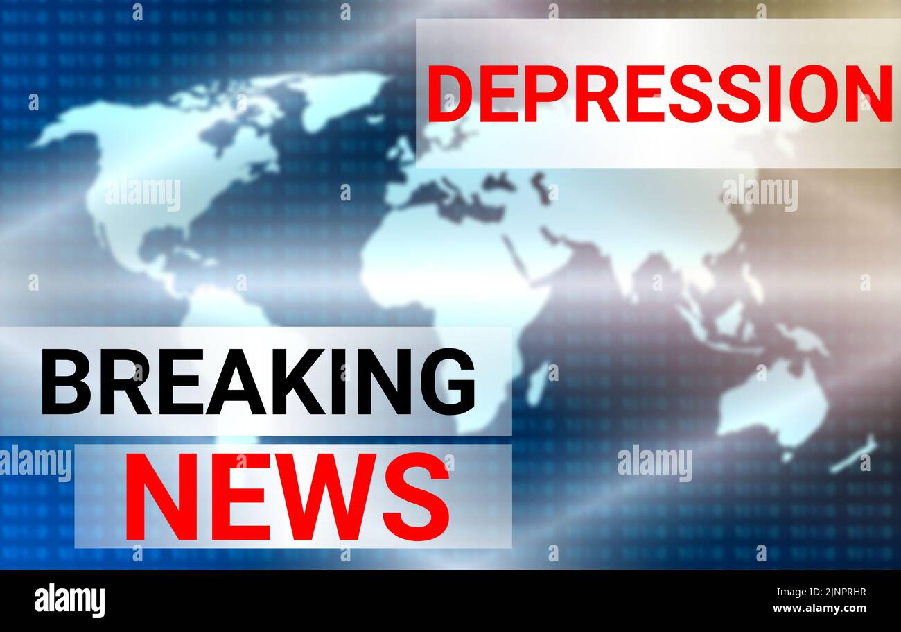 depression breaking news illustration with blur world background and ...