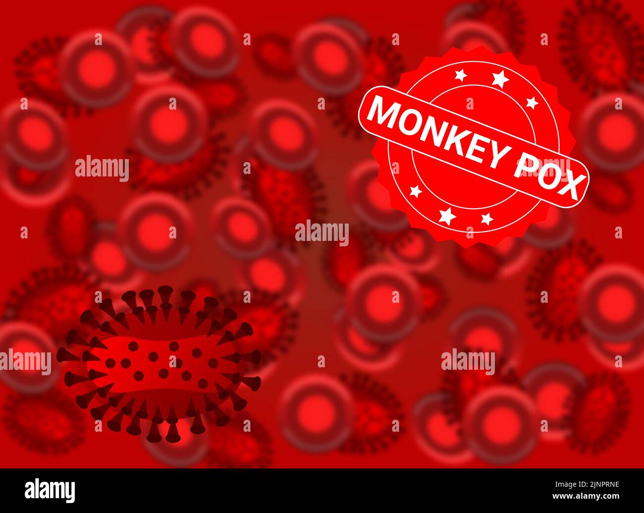 monkey pox virus in human body blur background illustration. health ...