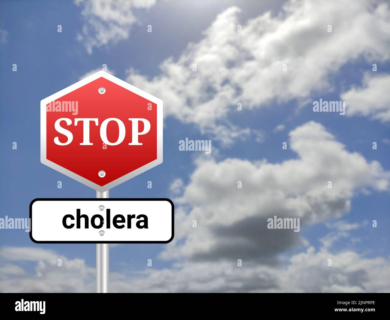 Stop Cholera sigh board on blur sky background. Cholera awareness ...