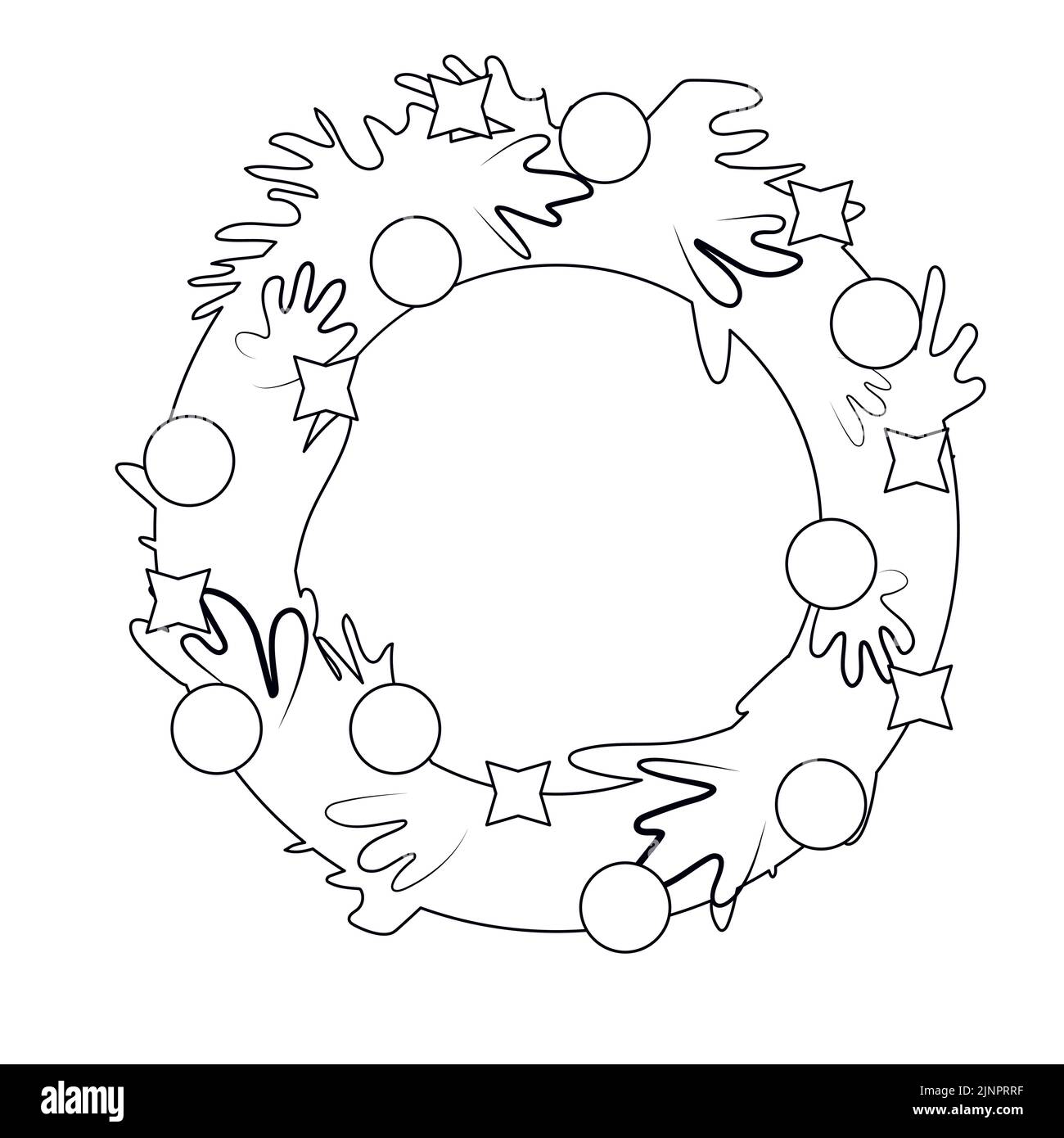 Black and white line Christmas wreath made from twigs. Vector Stock ...