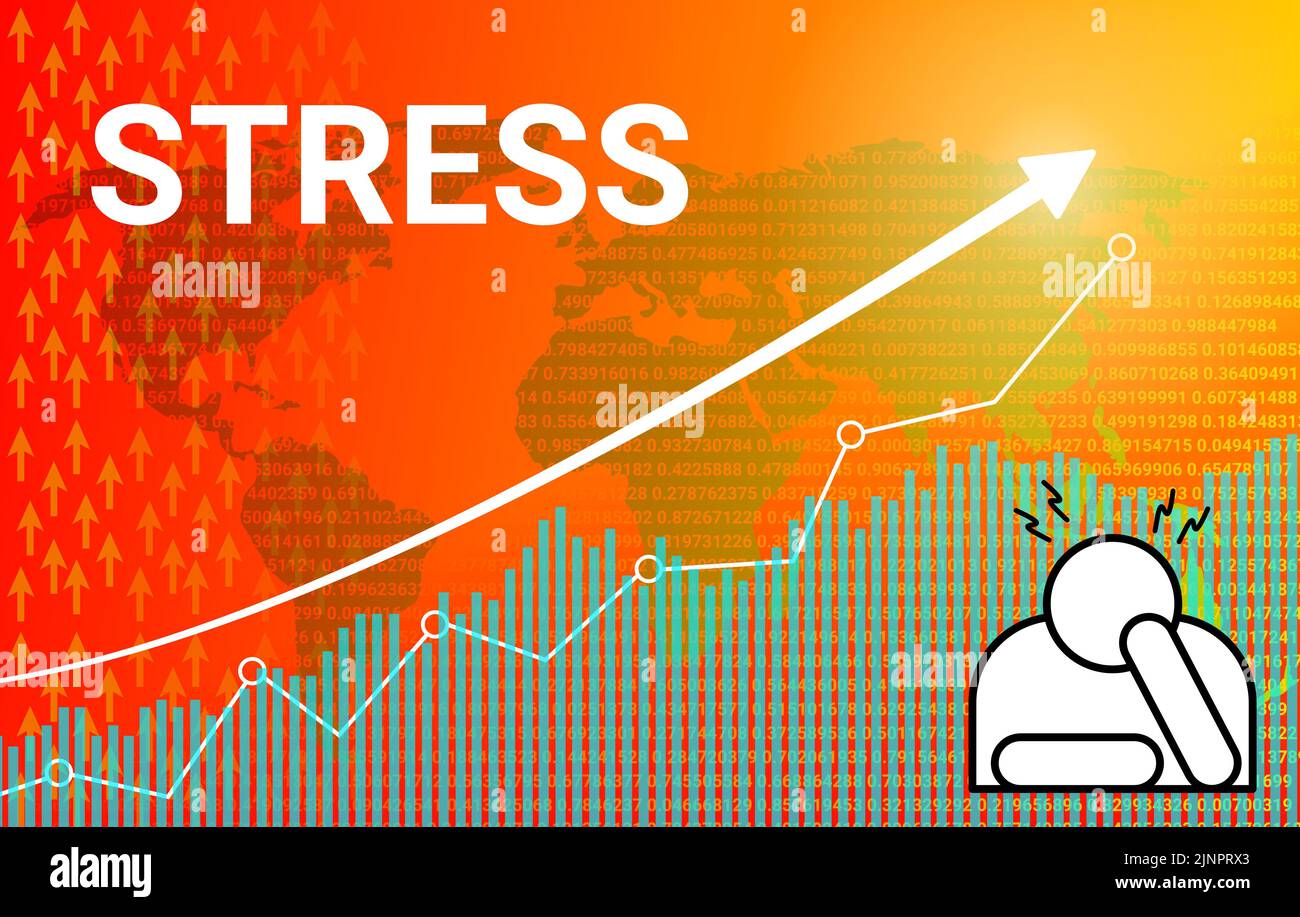 daily increasing stress case background with graphs, numbers and world ...
