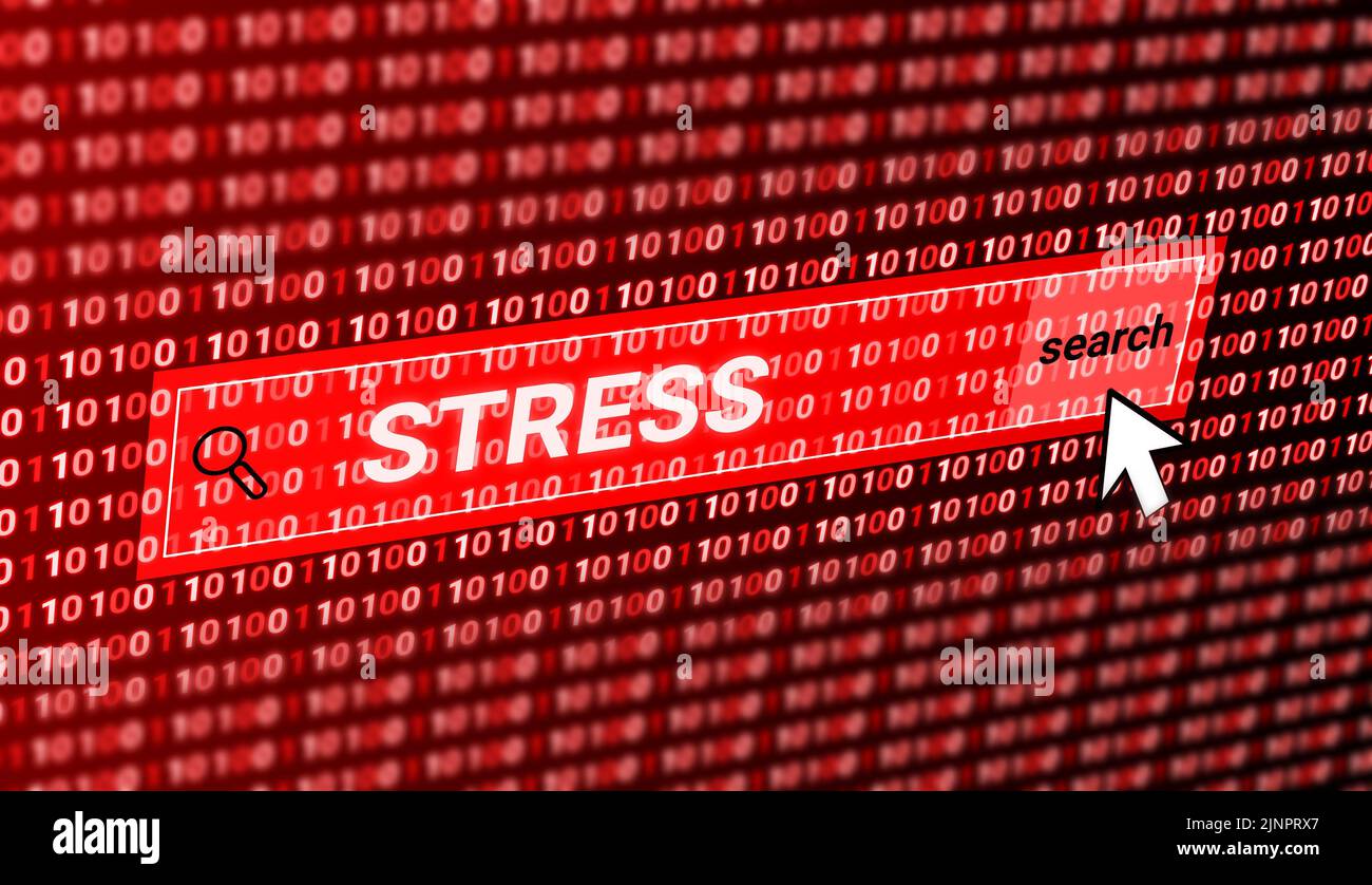 stress search on internet with digital number and click icon ...
