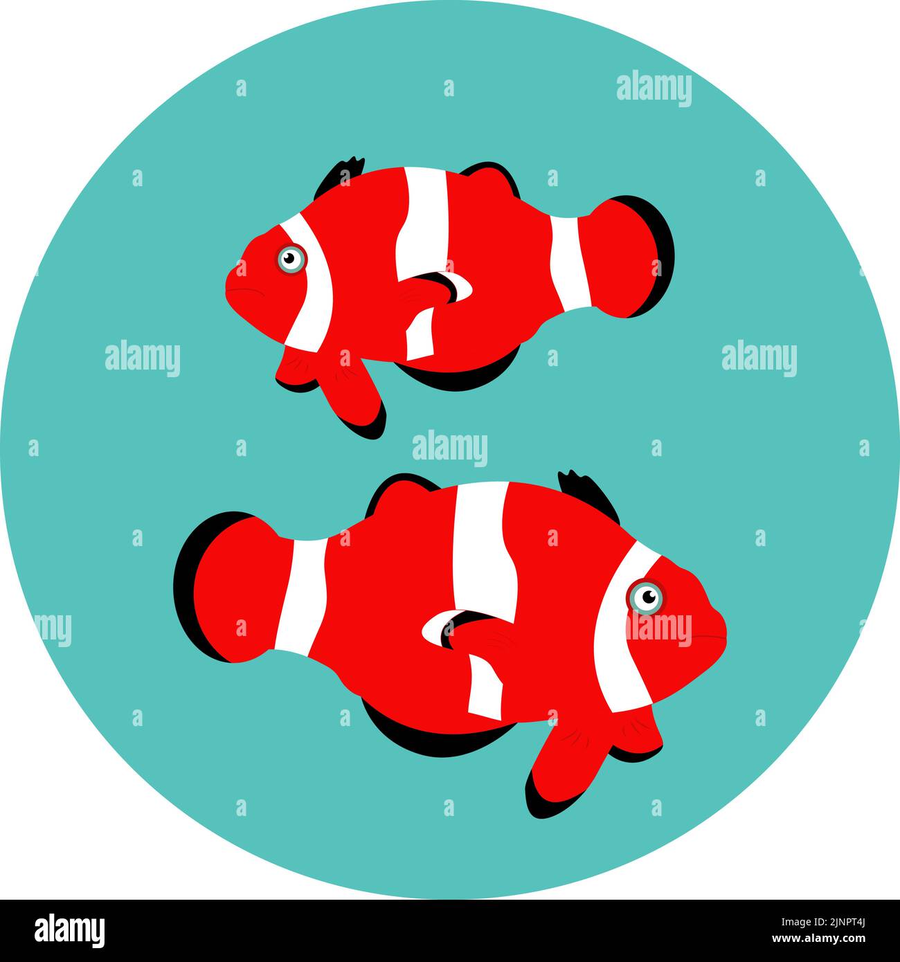Clown fishes in cartoon style on blue circle Stock Vector Image & Art ...