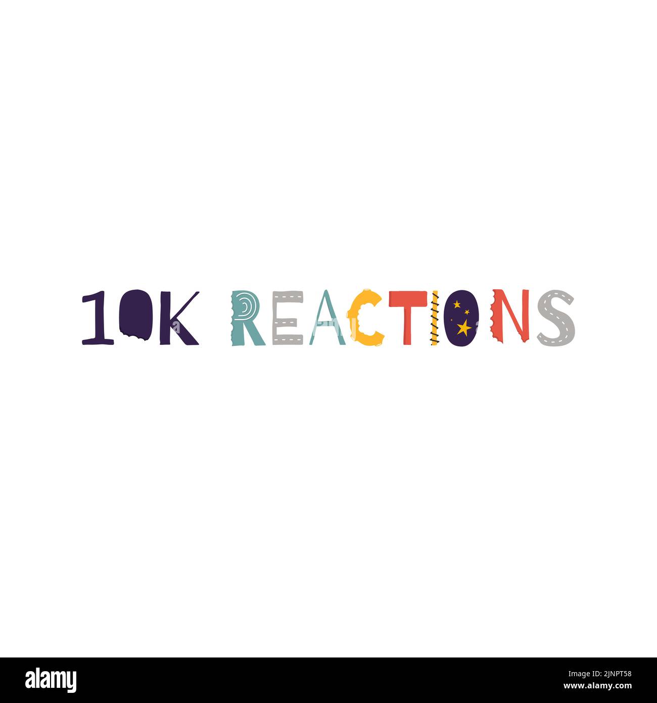 10k reactions vector art illustration celebration sign label with ...