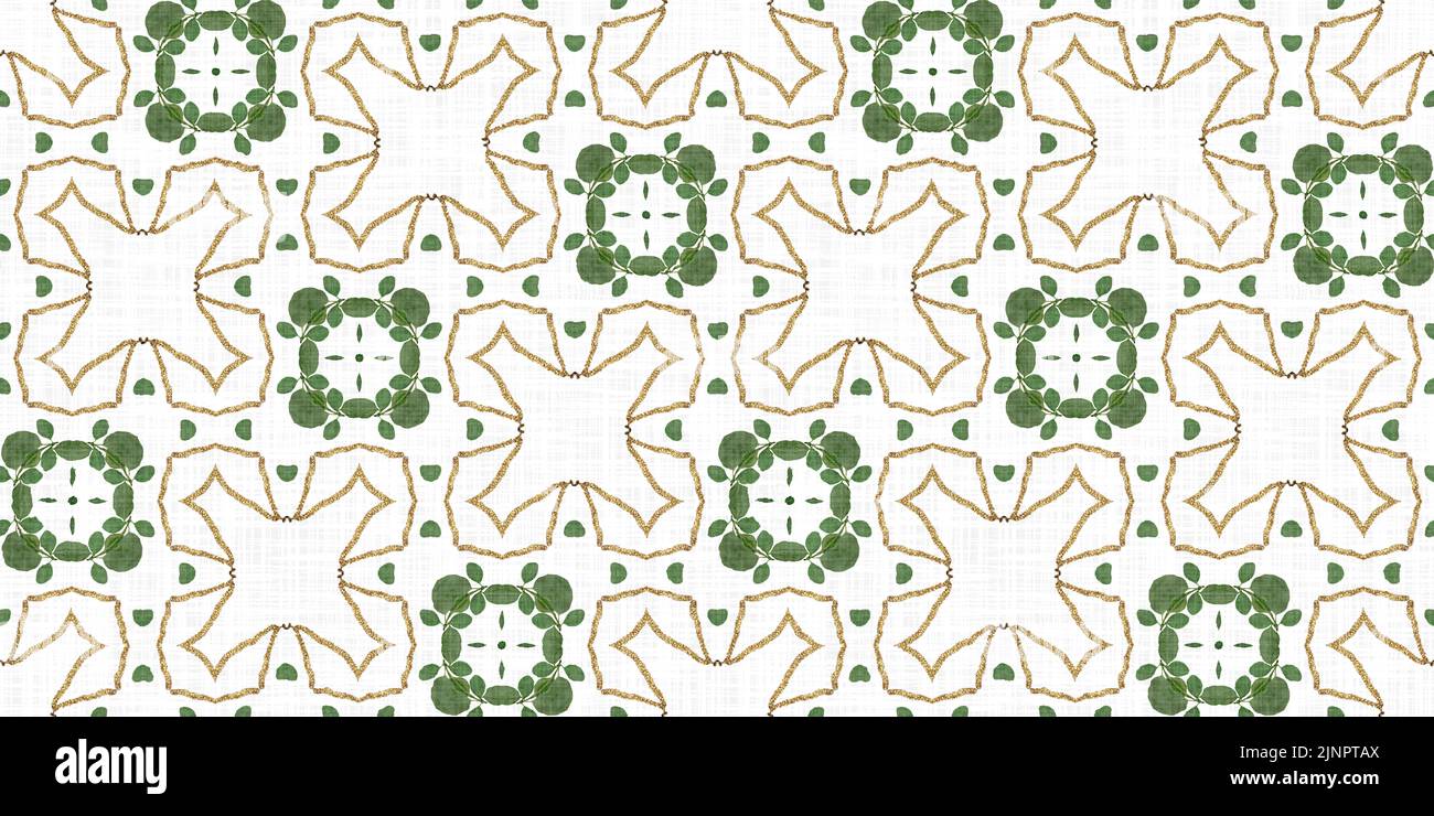 Foliage kaleidoscope seamless border pattern. Trendy optic fresh design ...