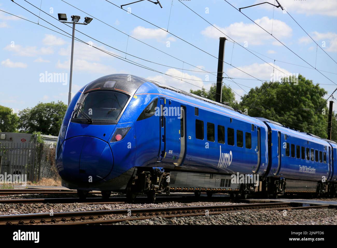Lumo trains 803005 train, East Coast Main Line near Peterborough City ...