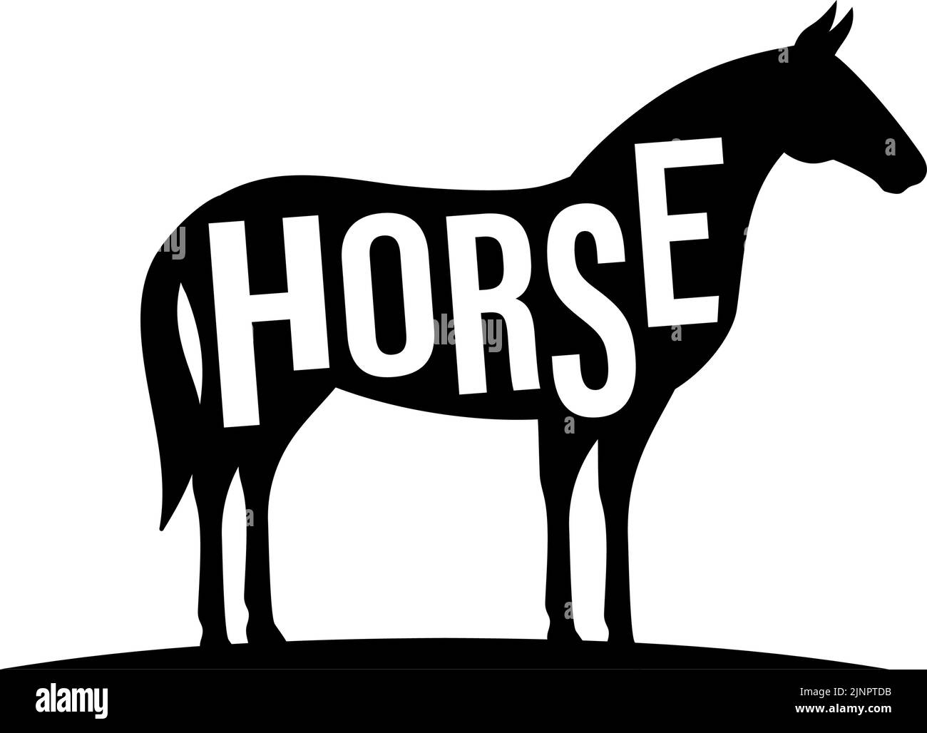 Horse black silhouette with lettering. Horse symbol. Stallion ...