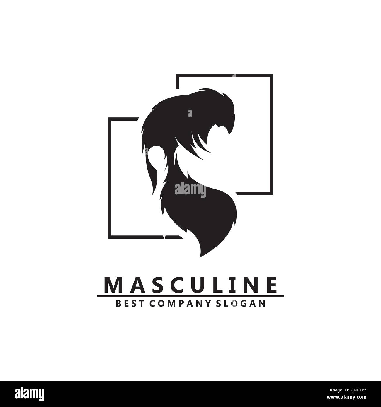 masculine man logo icon vector with beard, handsome cool dignified ...