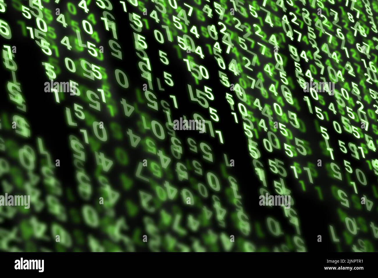 3d Green Digital Number Background Illustration With Bright Light