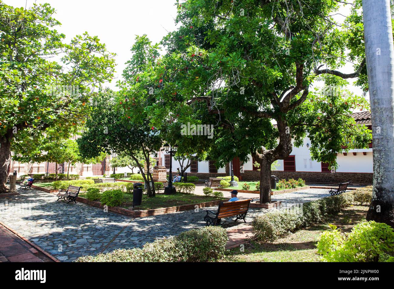 SANTA FE DE ANTIOQUIA, , COLOMBIA - NOVEMBER, 2017: Santa Barbara park ...