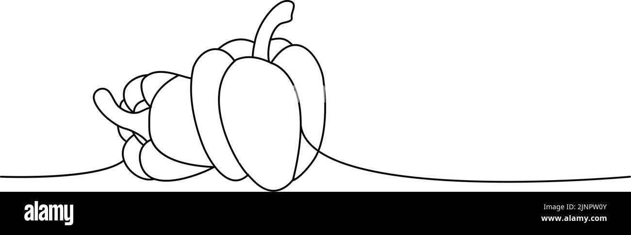 Bell peppers one line continuous drawing. Peppers continuous one line ...
