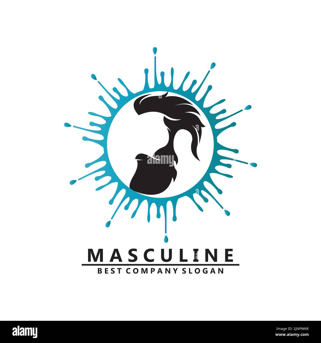 masculine man logo icon vector with beard, handsome cool dignified ...