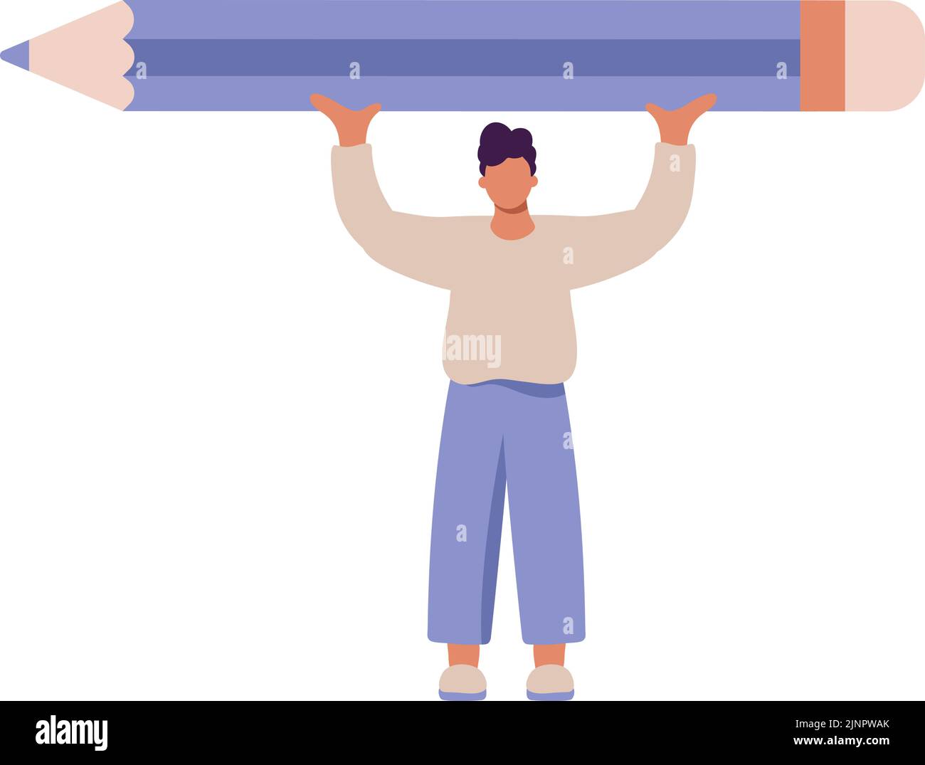 Man holding pencil over his head. Concept of search information ... Man holding pencil over his head. Concept of search information ...
