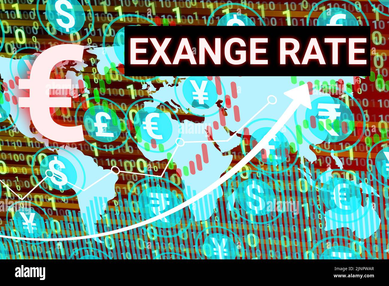 Euro exchange rate background with currency symbol, graphs and numbers ...