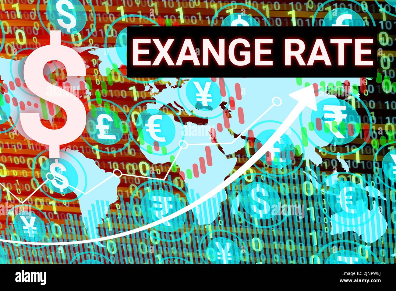 dollar exchange rate background with currency symbol, graphs and ...