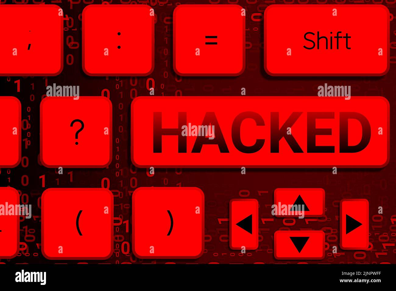 HACKED button on key board and code numbers. concept for online ...