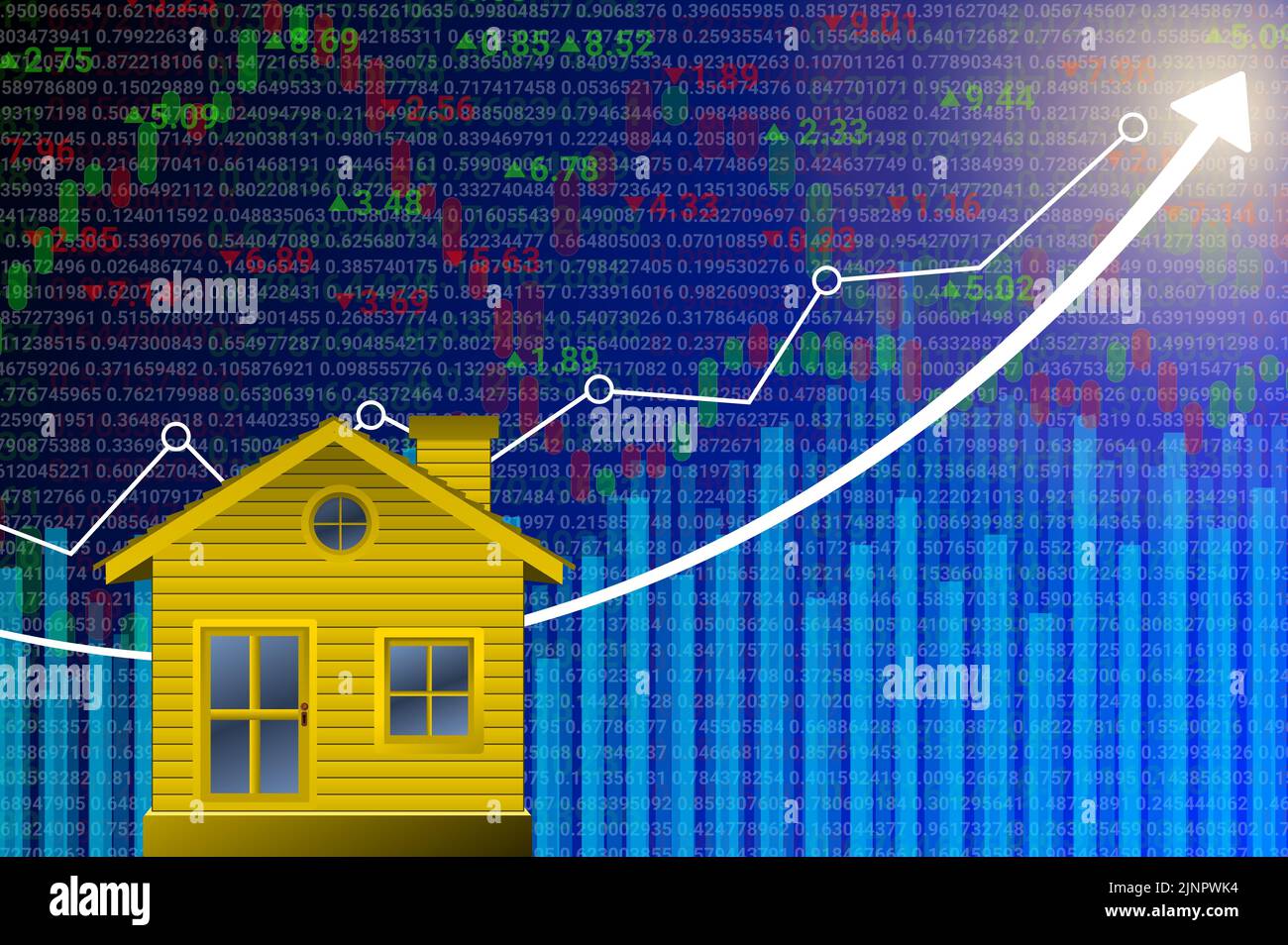 home illustration isolated on graph and arrow background. concept for ...