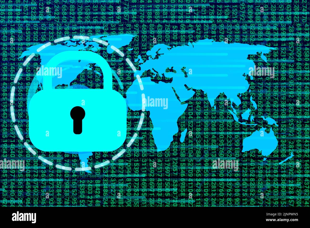 security lock world isolated on World map and spotted light background ...