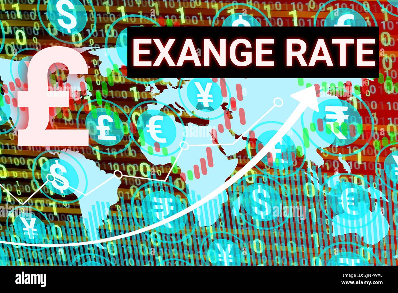 pound exchange rate background with currency symbol, graphs and numbers ...