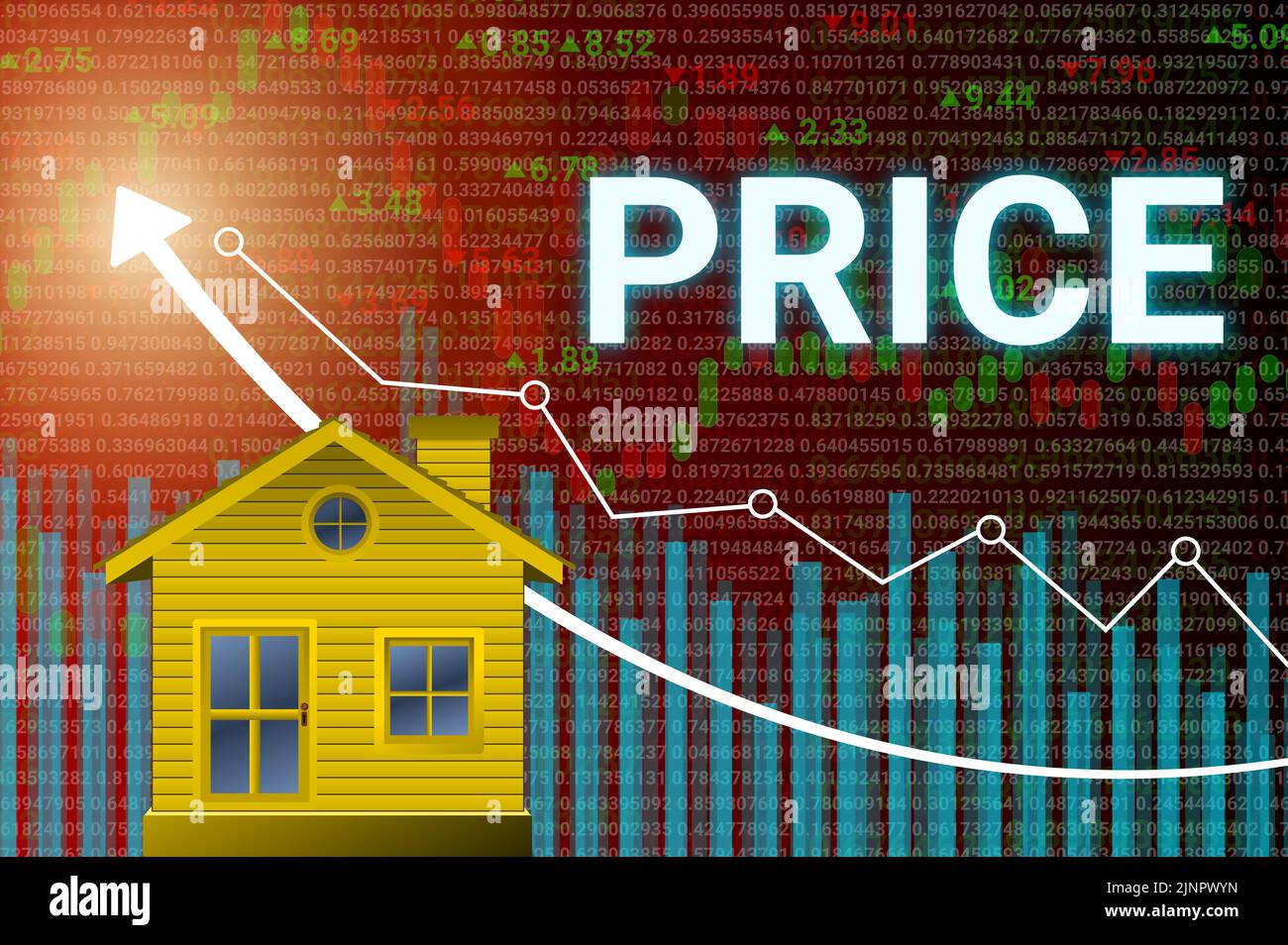 bright home price word isolated on graph and arrow background. concept ...