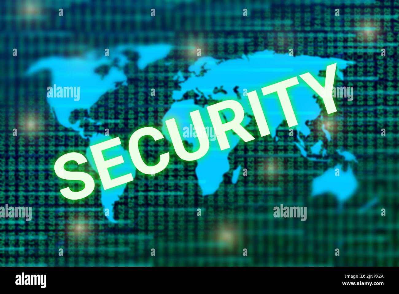 security world isolated on World map and spotted light background ...