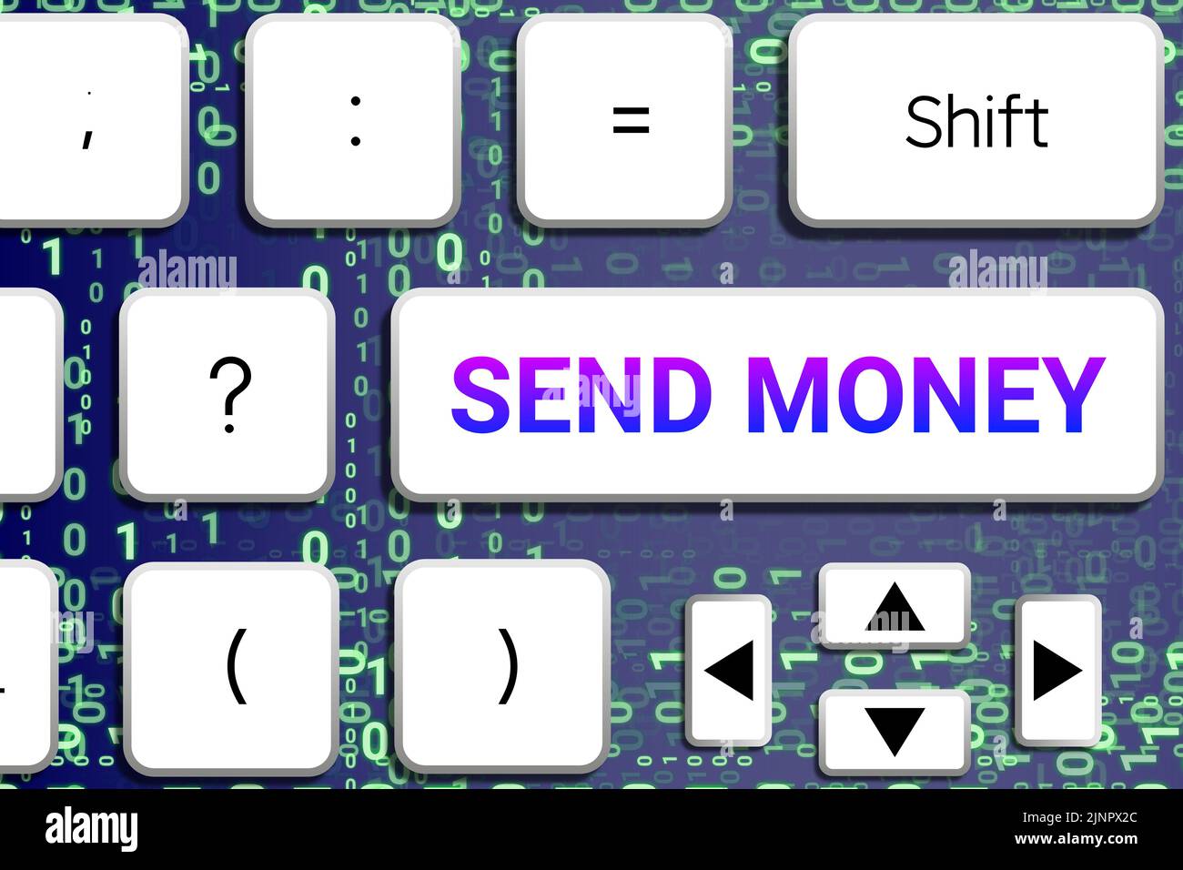 send money button on key board and code numbers. concept for online ...