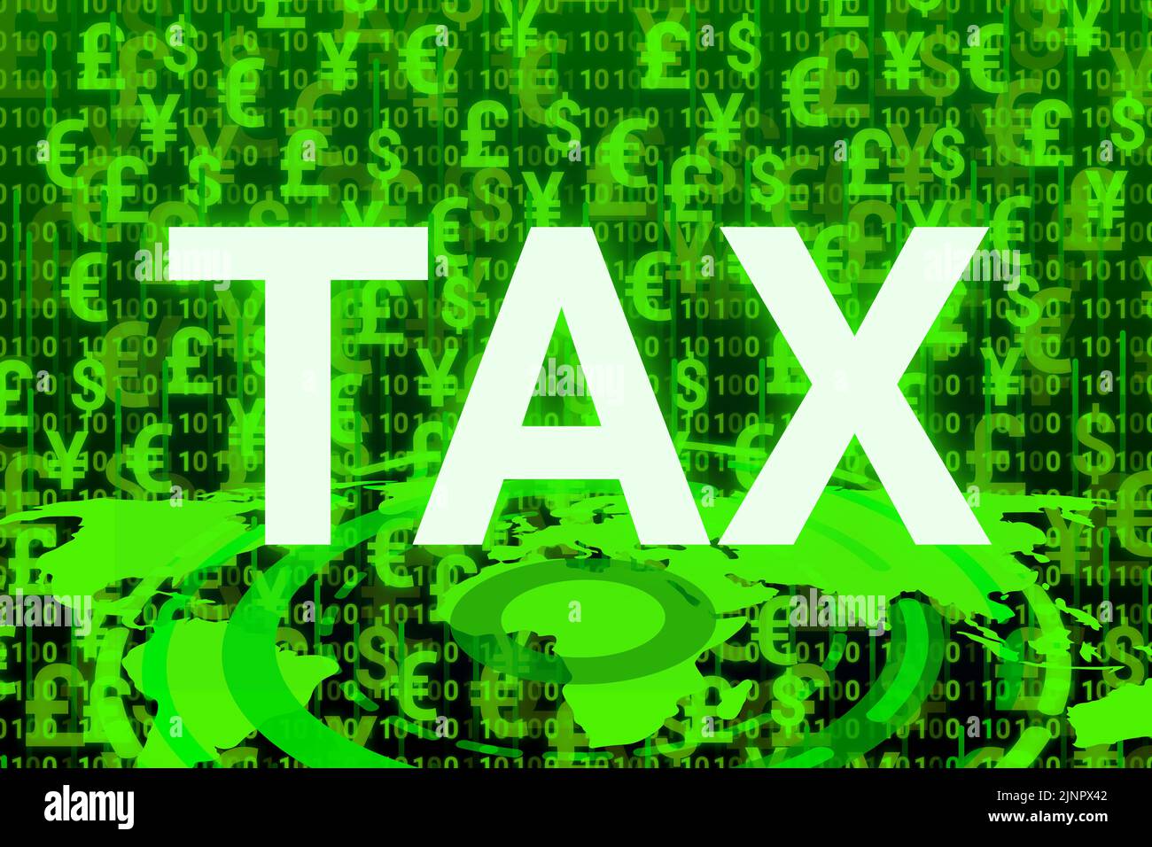 tax digital background with currency and world map. concept for world ...