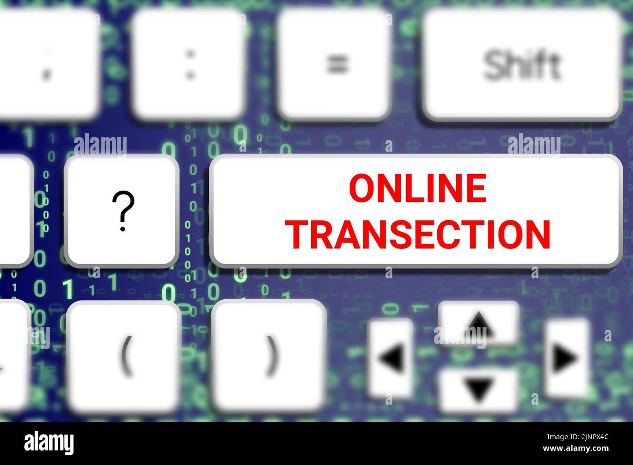 online transaction button on key board and code numbers. concept for ...